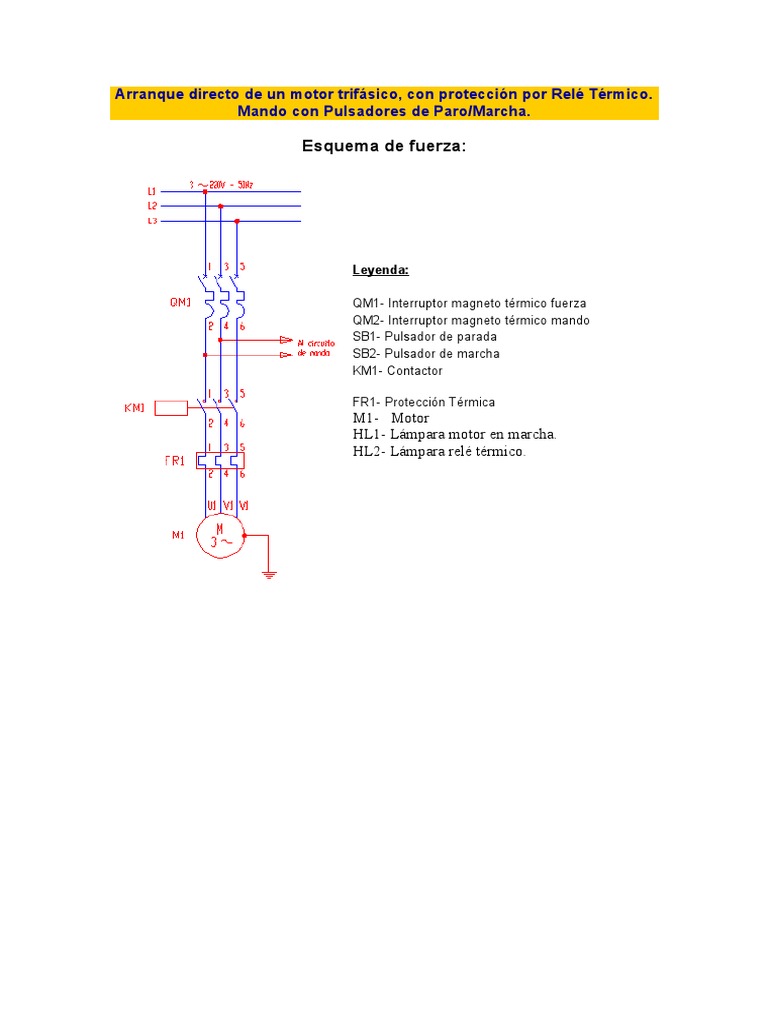Esquema de Arranque Directo de Un Motor Trifásico | PDF