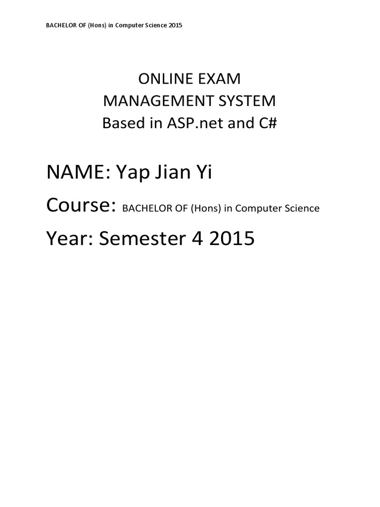 Online Exam Management Pdf C Sharp Programming Language C Programming Language