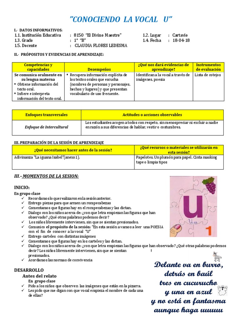 Conociendo La Vocal U | PDF | Cambio | Aprendizaje