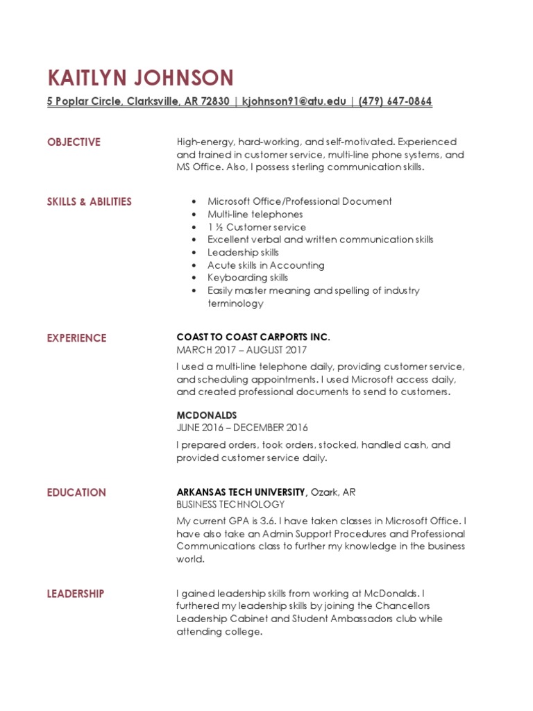 Kaitlyn Johnson Resume | PDF | Career & Growth