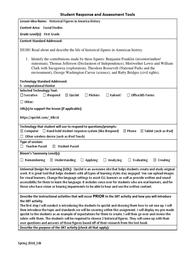 Student Response Lesson Plan | PDF | Educational Assessment | Homework