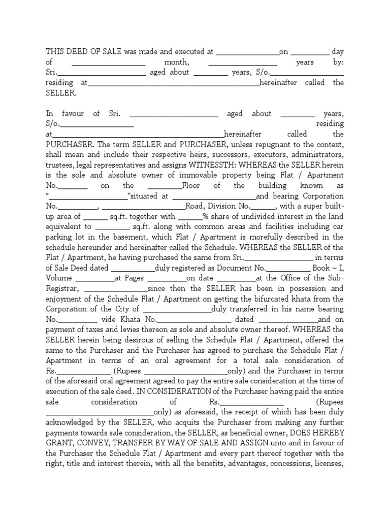 Sale Deed | PDF | Deed | Ownership