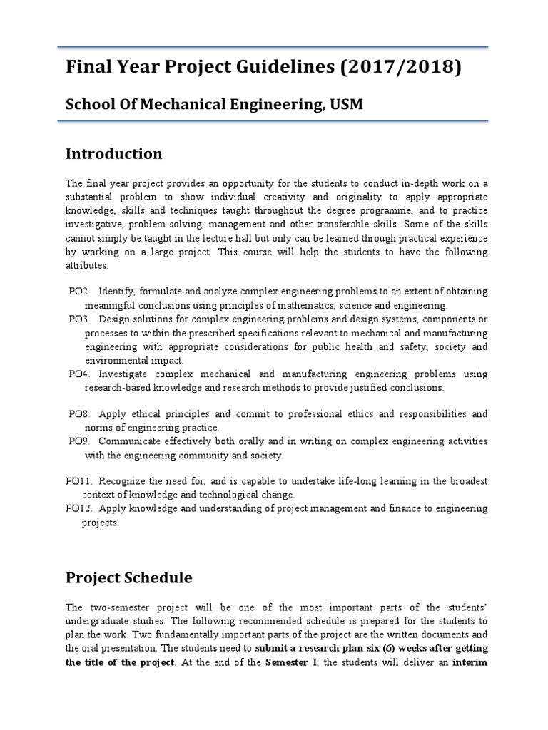 Final Year Project Guideline | PDF | Thesis | Engineering
