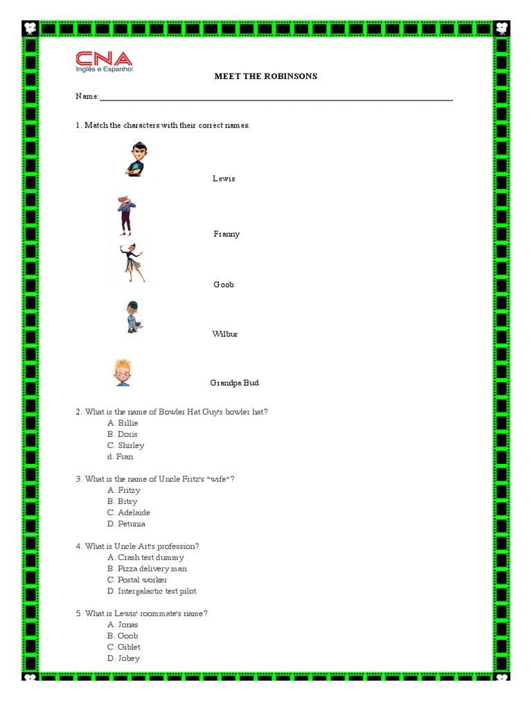 A Guide to the Colorful Characters of Meet the Robinsons | PDF