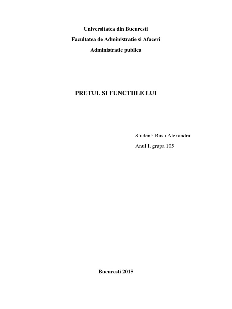 Pretul Si Functiile Lui | PDF