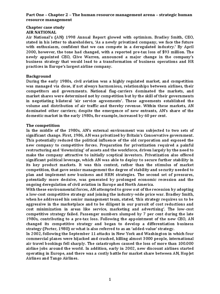 Case Study About SHRM Air National | PDF | Airlines | Strategic Management