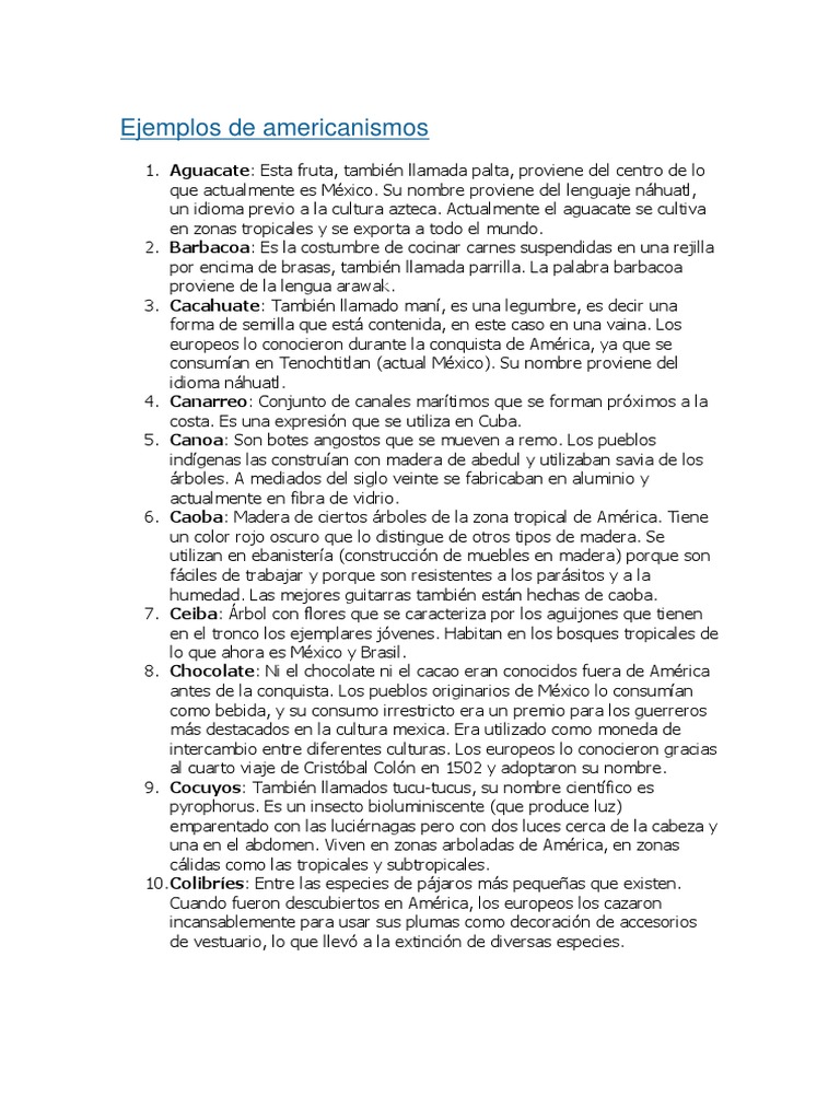 34- Ejemplos de Americanismos | Aguacate | Américas
