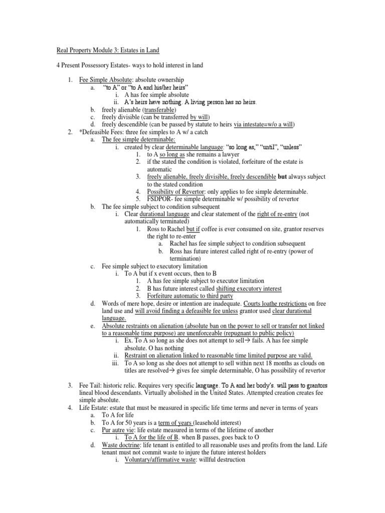 Understanding Defeasible Fees and Estates | PDF | Fee Simple ...