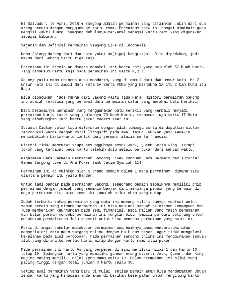 Panduan Cara Bermain Dan Tutorial Games Samgong Live | PDF | Olahraga ...