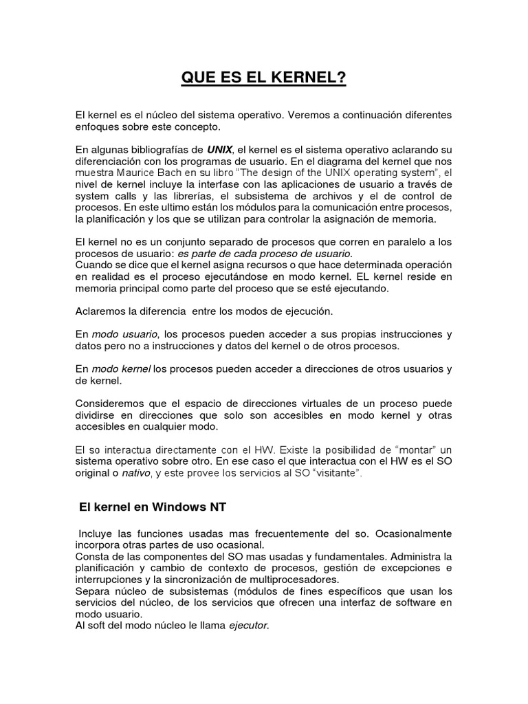 Que Es El Kernel | PDF | Kernel (sistema operativo) | Windows Nt