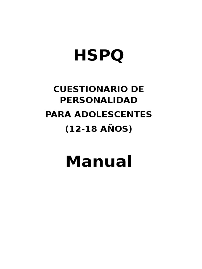Manual HSPQ | PDF | Validez (Estadísticas) | Adultos