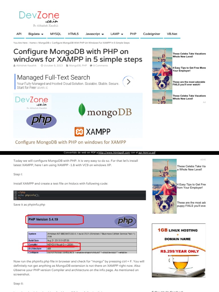 Configurar Mongodb With Php On Xampp Pdf Php J Query