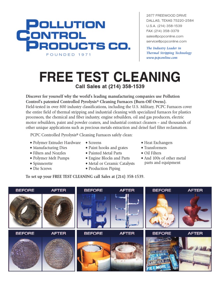 Free Test Cleaning: Ollution Ontrol Roducts Co | PDF | Technology ...