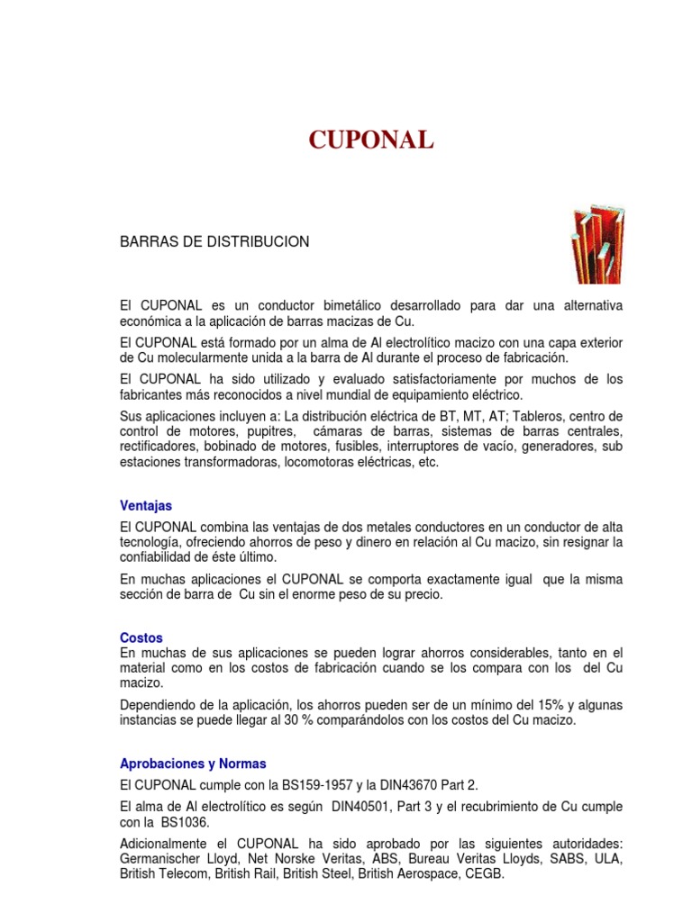Cuponal General | PDF | Cobre | Aluminio