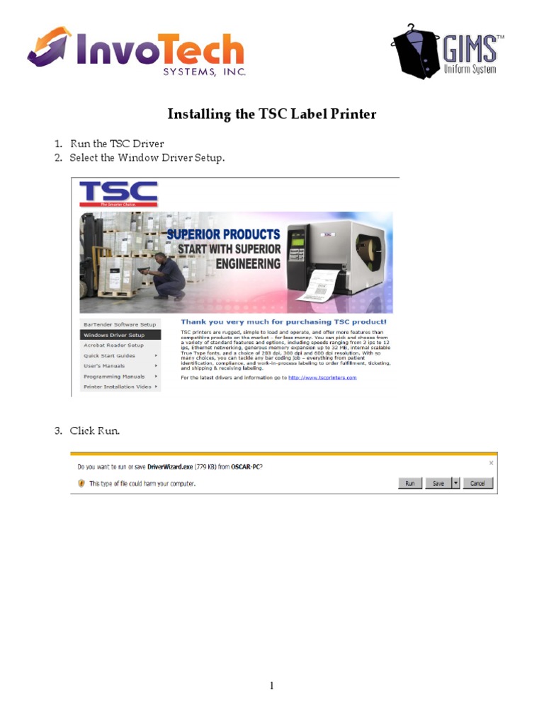 TSC Label Printer Installation Guide | PDF | Printer (Computing ...