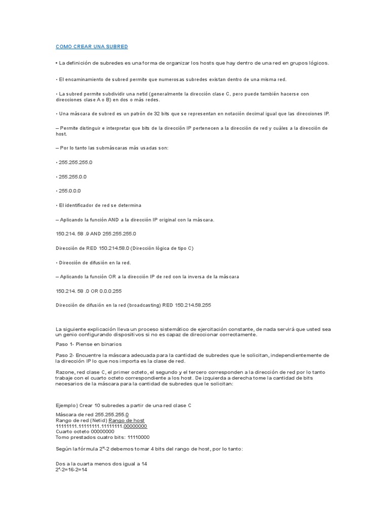 Como Crear Una Subred | PDF | Dirección IP | Transmisión de datos