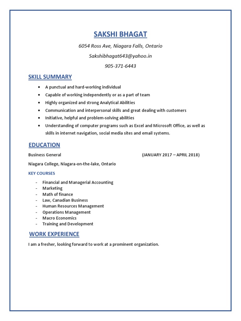 Sakshi Bhagat Resume: Skills & Education | PDF | Career & Growth | Business
