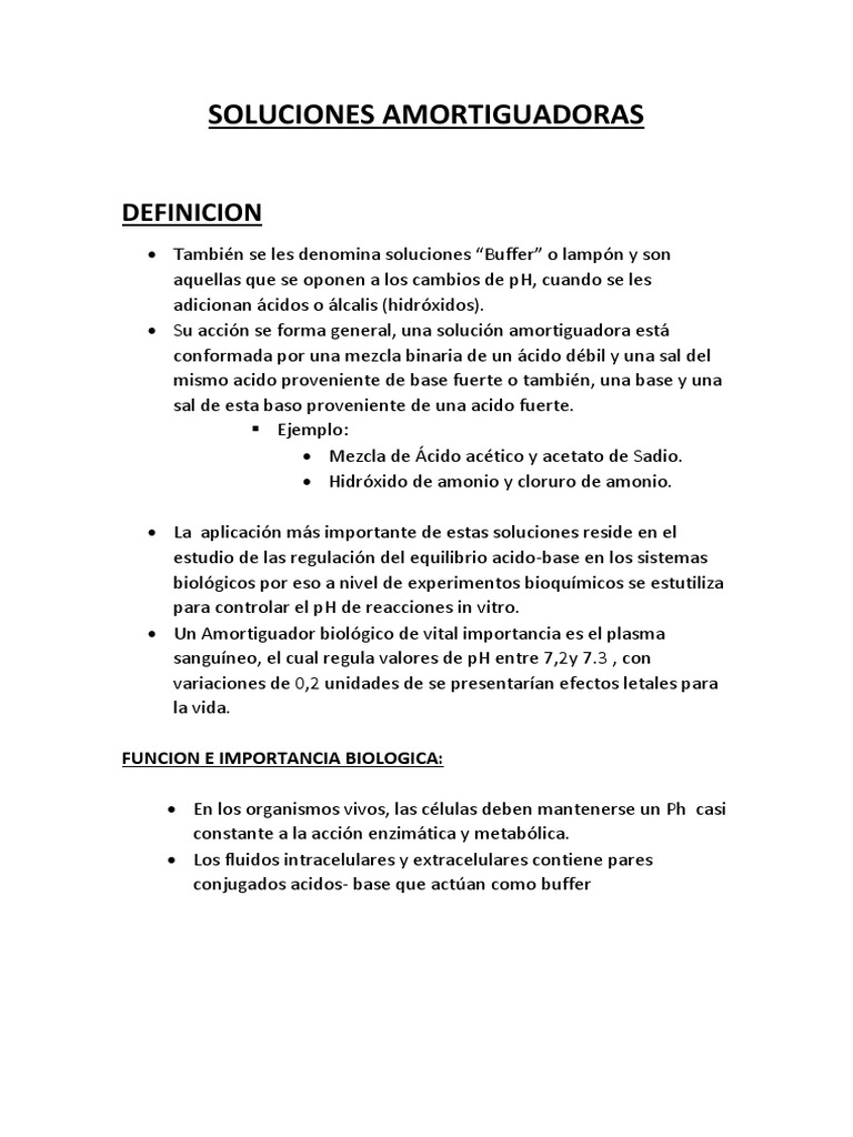 Soluciones Amortiguadoras | PDF | Solución tampón | Ph
