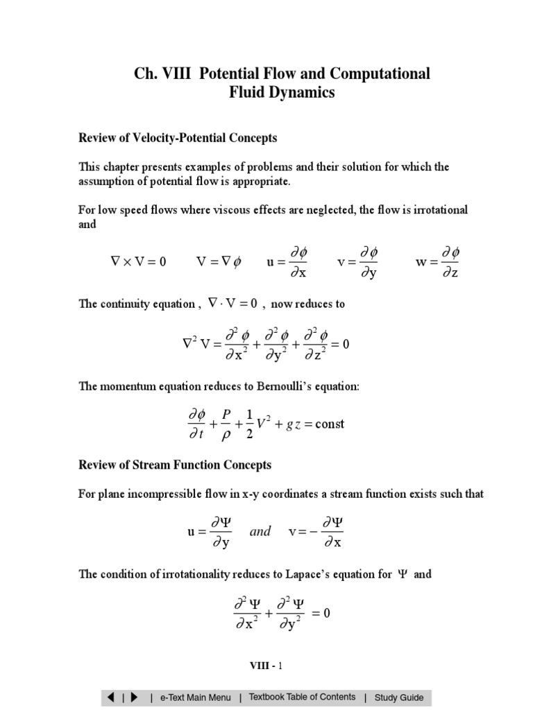 Ch. VIII Potential Flow and Computational Fluid Dynamics: Review of Velocity-Potential Concepts ...