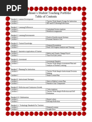Portfolio Table Of Contents Examples Nursing Portfolio Template, Edgy