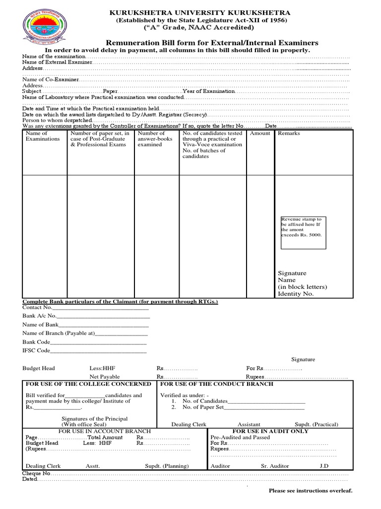 Remuneration Bill For Practical Examinations of All Classes | PDF ...