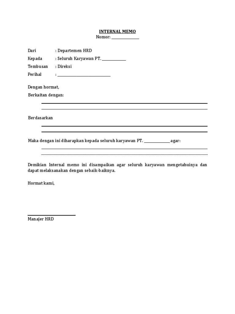 Draf Surat Internal Memo (Surat Edaran HRD) | PDF