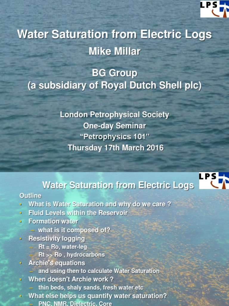 Water Saturation From Electric Logs | PDF | Petroleum Reservoir | Porosity