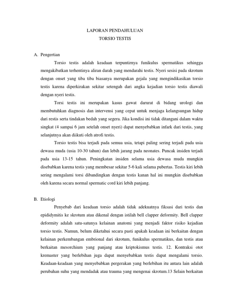 Laporan Pendahuluan Torsio Testis | PDF