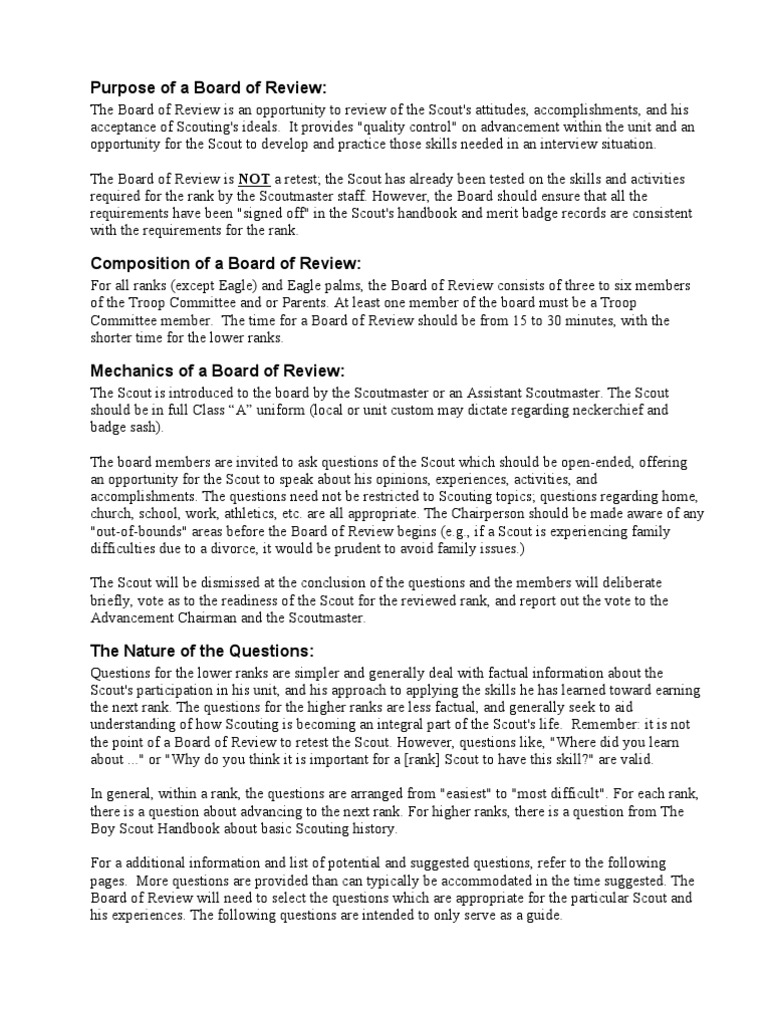 Board of Review Made Easy | Download Free PDF | Boy Scouts Of America ...