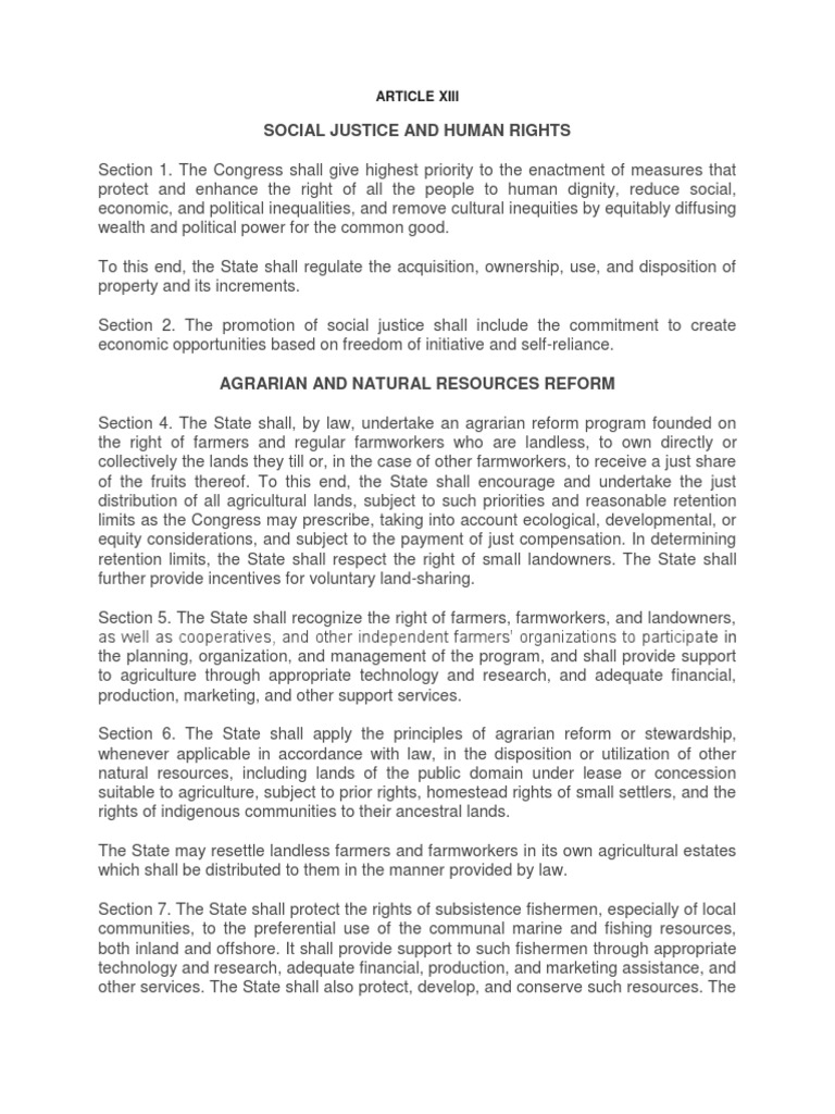 Social Justice and Human Rights: Article Xiii | PDF | Farmworker ...