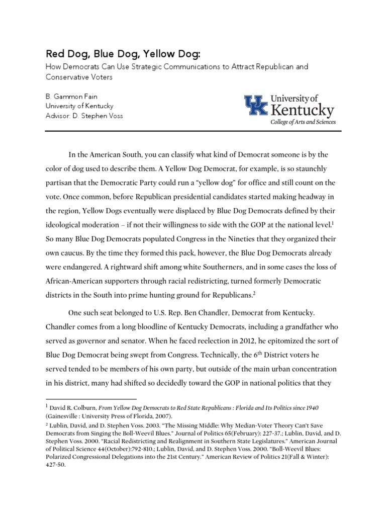 Red Dog, Blue Dog, Yellow Dog: How Democrats Can Use Strategic ...