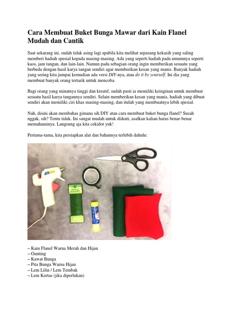 Cara Membuat Buket Bunga Mawar Dari Kain Flanel Mudah Dan Cantik Pdf