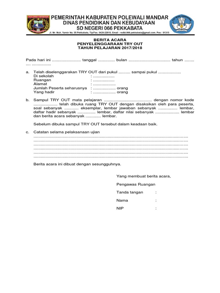 Berita Acara Try Out | PDF