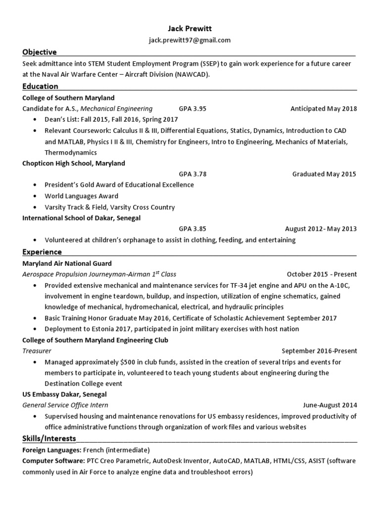 Jack Prewitt Resume Online | PDF | Engineering | Science And Technology
