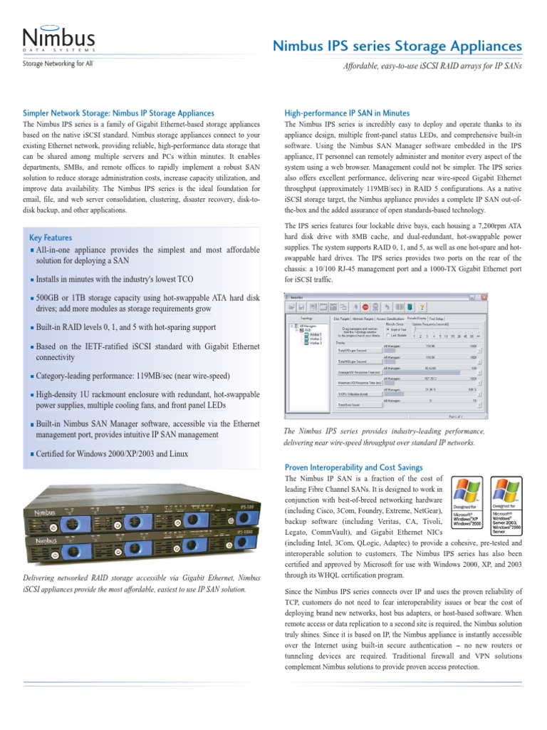 Nimbus Ips Series | PDF | Windows 2000 | Computer Data Storage