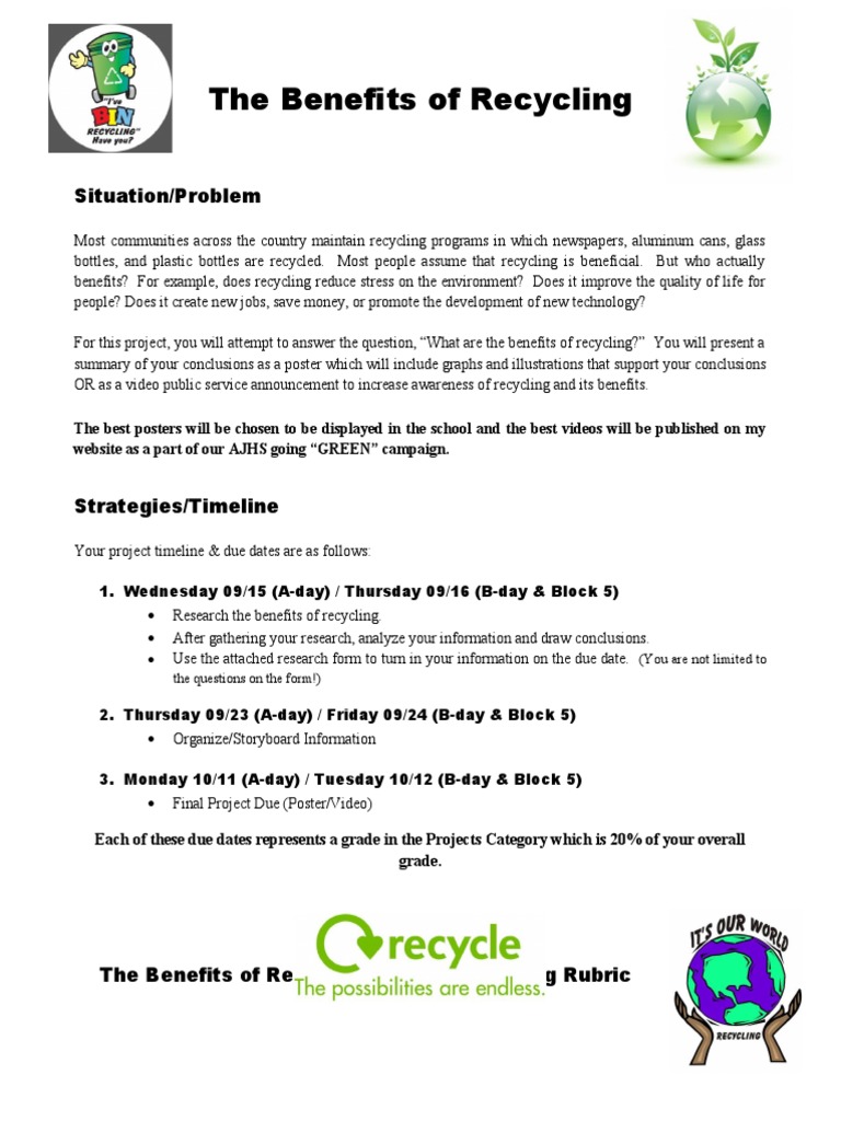 The Benefits of Recycling Project | PDF | Recycling | Creativity