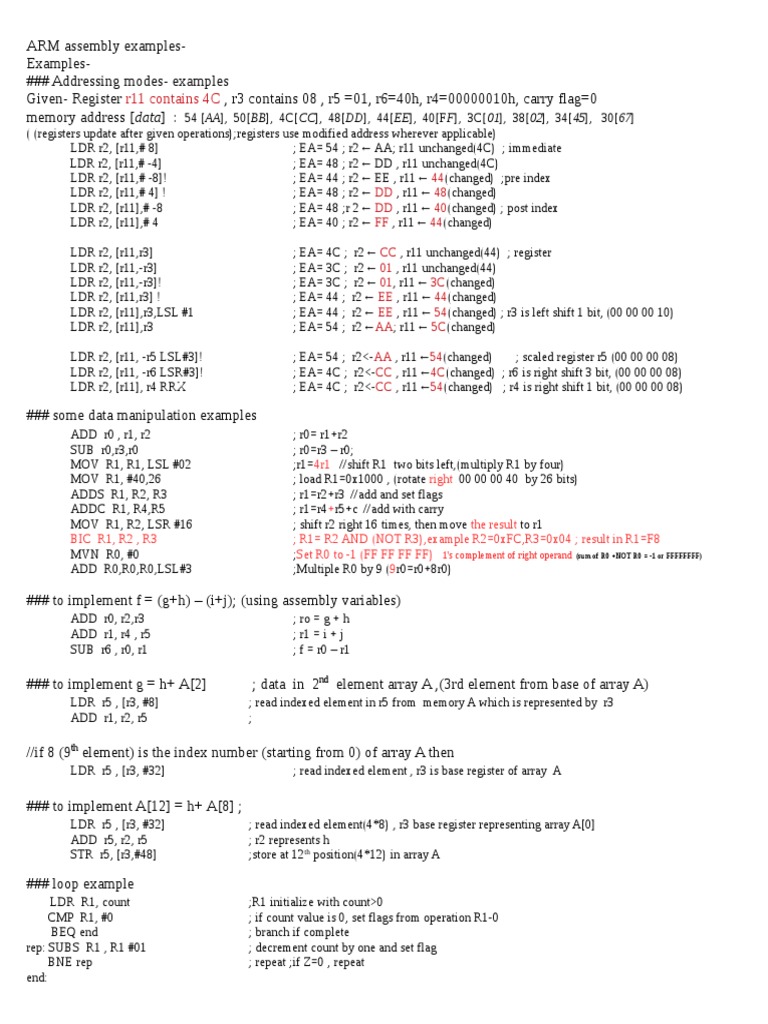 Arm Example | PDF | Array Data Structure | Assembly Language