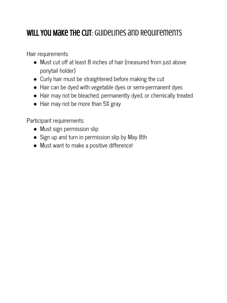 Will You Make The Cut : Guidelines and Requirements | PDF
