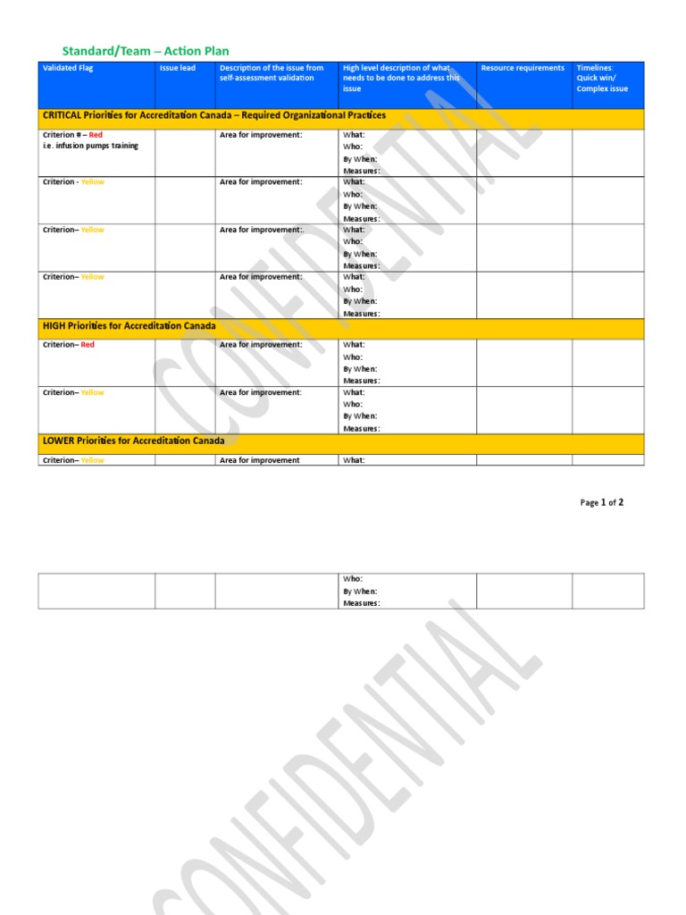 Standard/Team - Action Plan: CRITICAL Priorities For Accreditation ...
