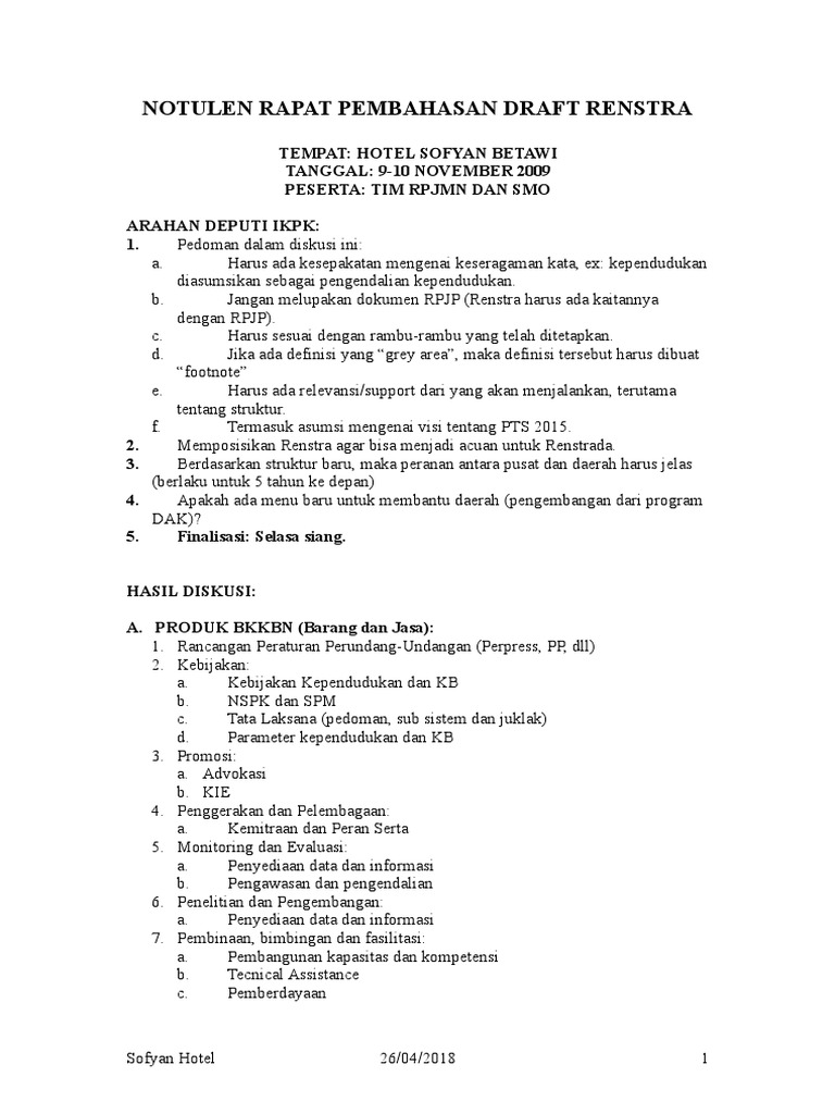 Notulen Draft Renstra | PDF