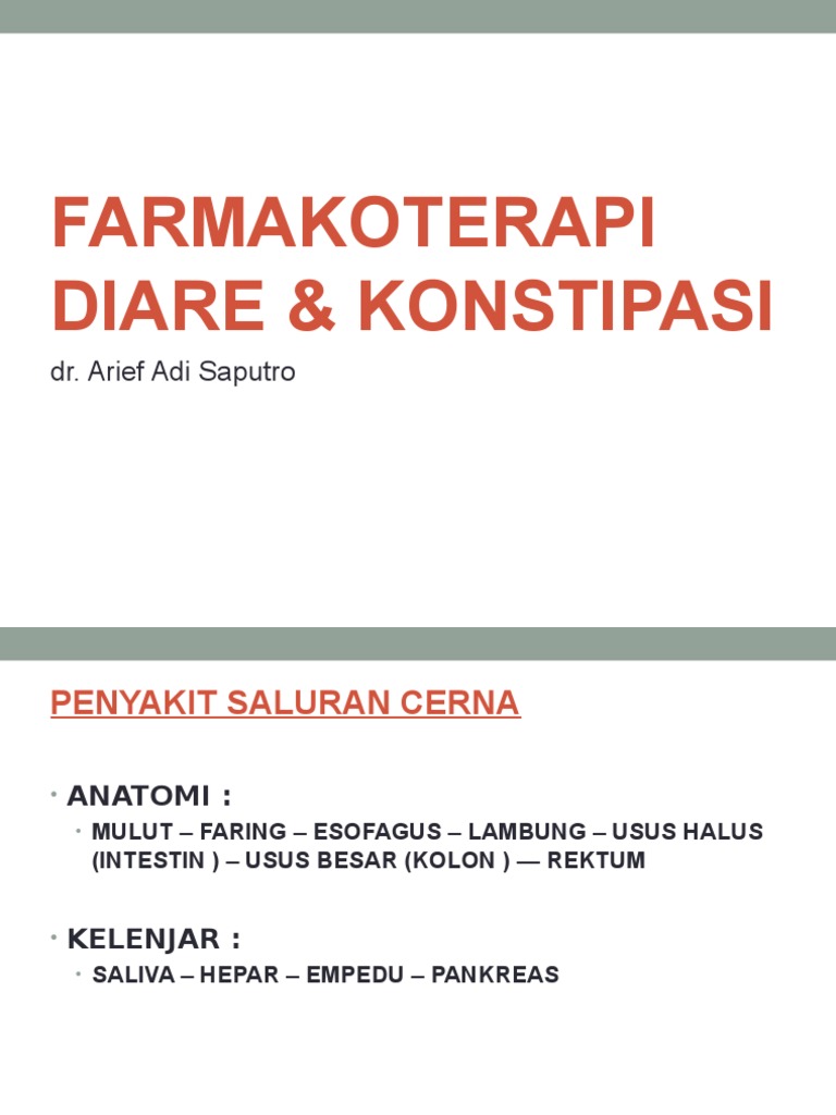 Farmakoterapi Diare-Konstipasi | PDF