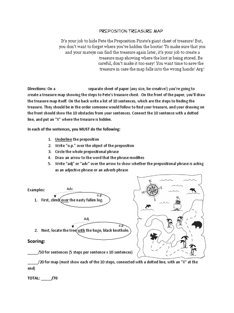 Preposition Treasure Map | PDF | Language Arts & Discipline