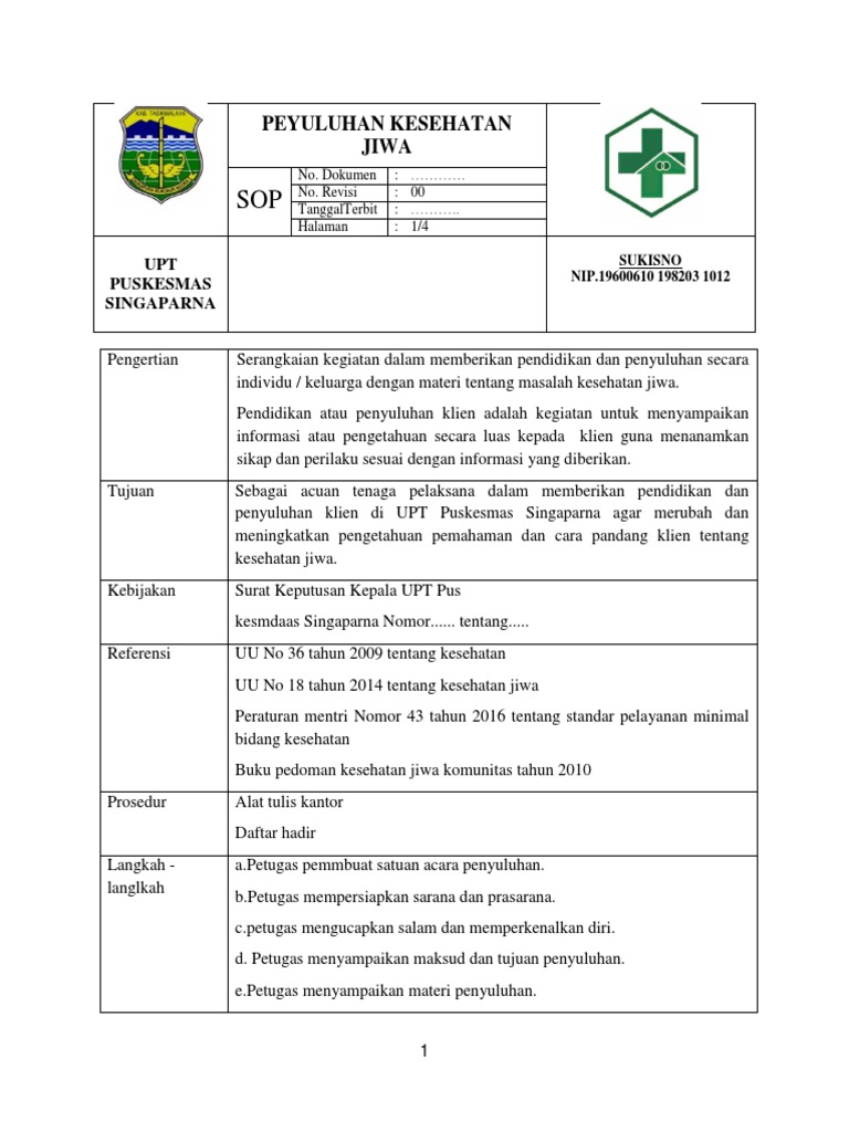SOP Penyuluhan Keswa | PDF