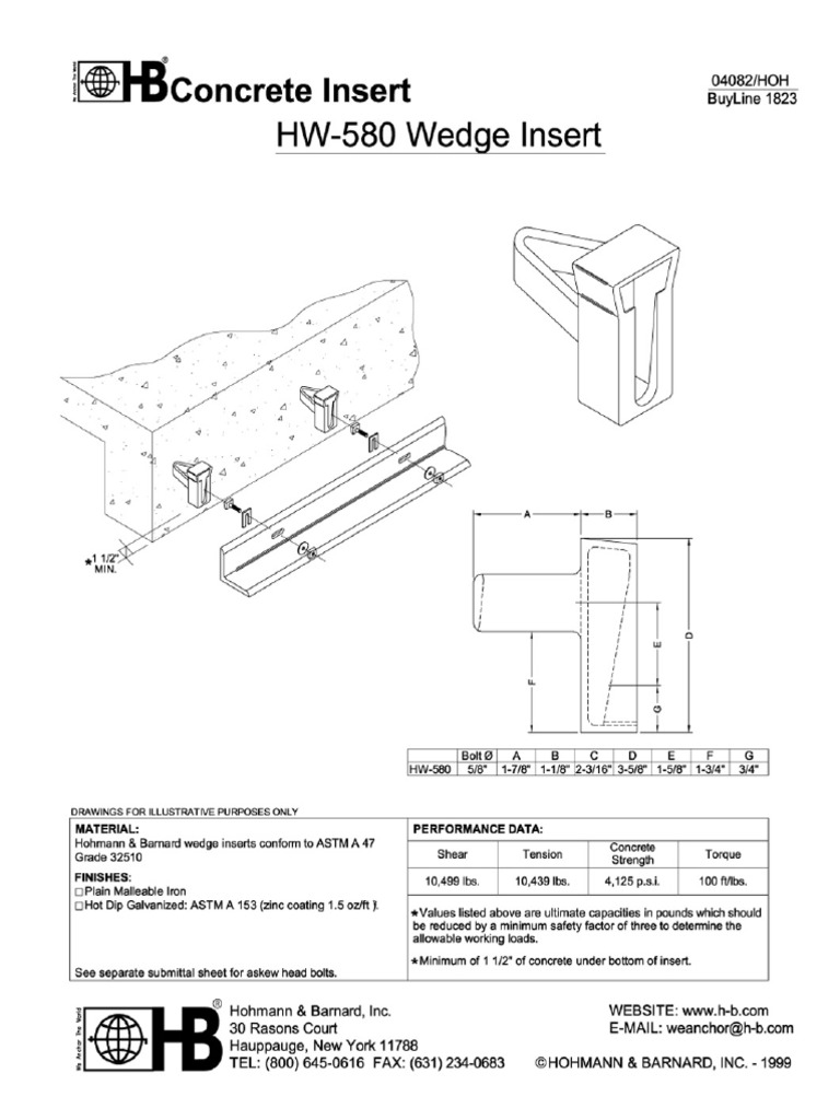 H B 580 HW Wedge Insert | PDF