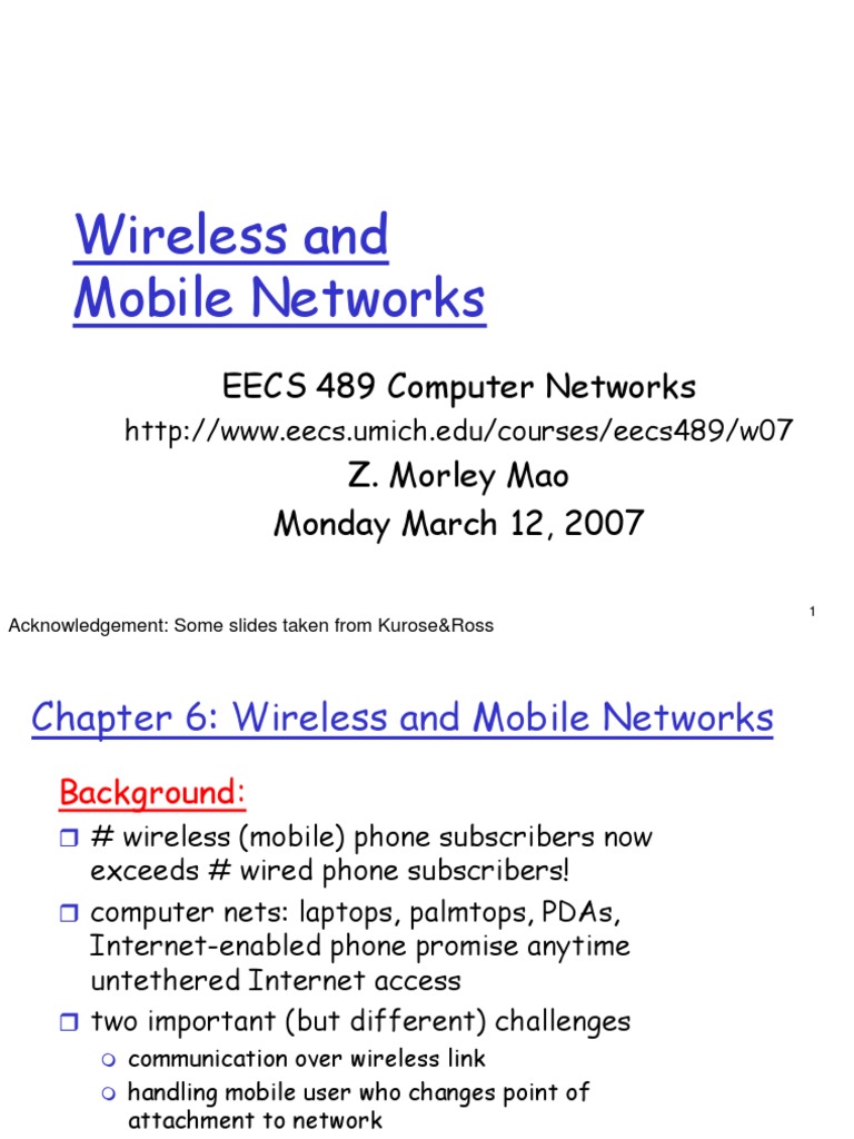 Wireless and Mobile Networks | PDF | Cellular Network | Channel Access Method