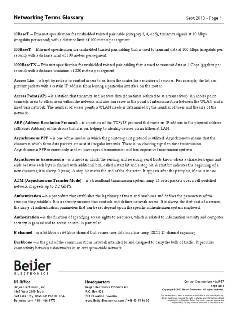 Networking Term Glossary | PDF | Ieee 802.11 | Internet Protocols