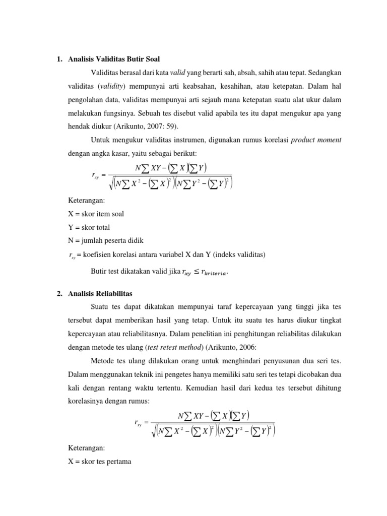 Analisis Validitas Butir Soal - Docx Ehp | PDF
