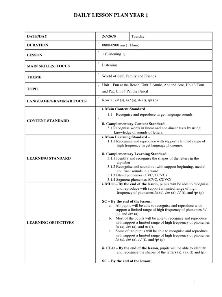 Lesson Plan Template English CEFR | PDF | Phonics | Phoneme