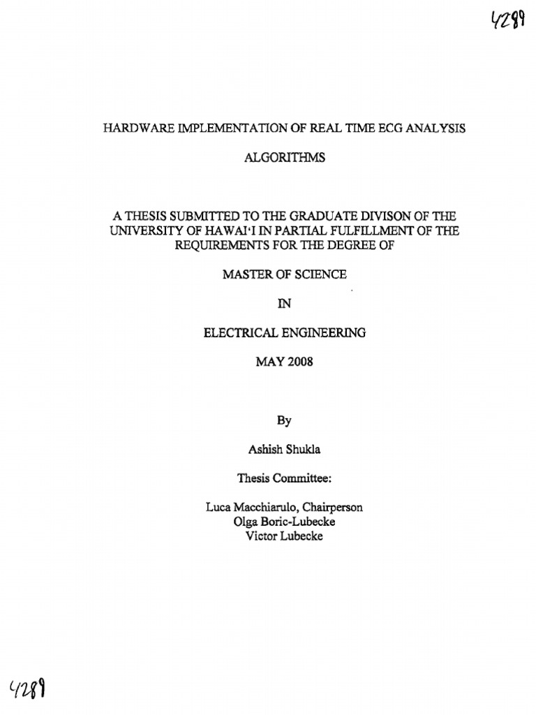 Hardware Implementation of Real Time Ecg Analysis Algorithms | PDF ... Hardware Implementation of Real Time Ecg Analysis Algorithms | PDF ...