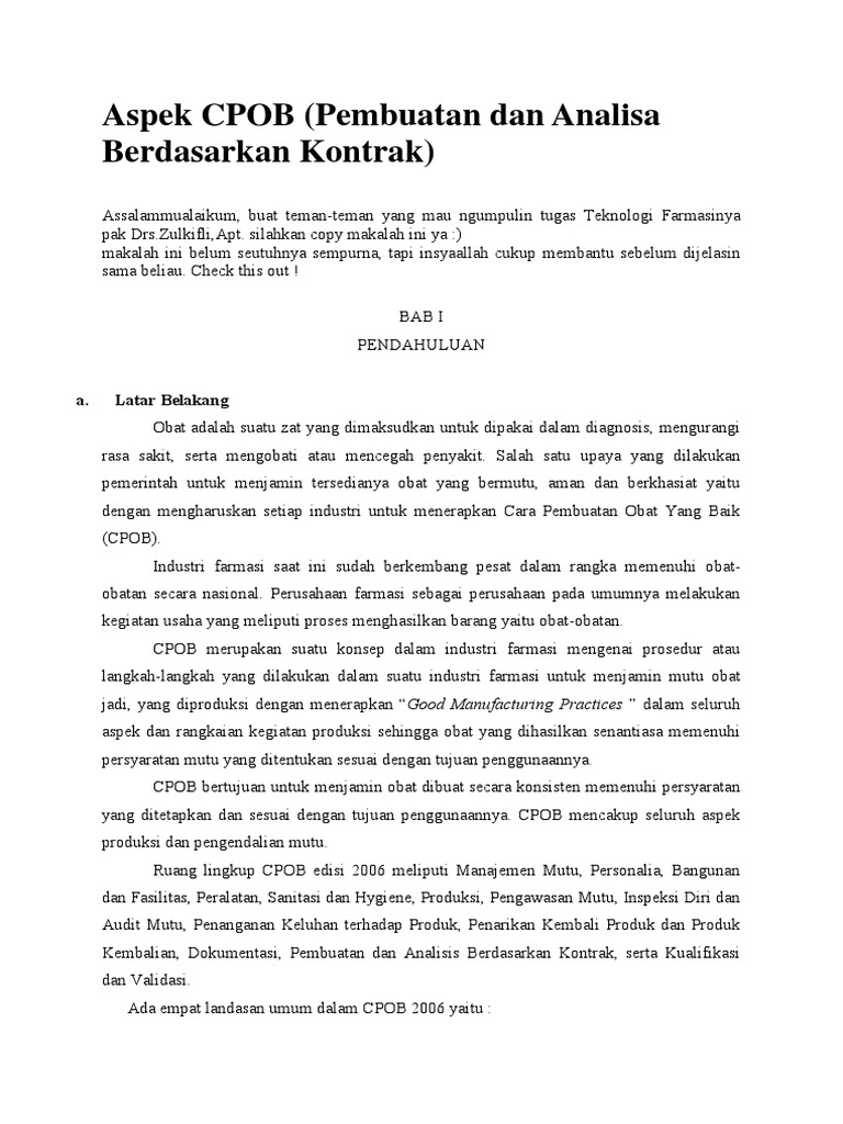 Aspek CPOB | PDF
